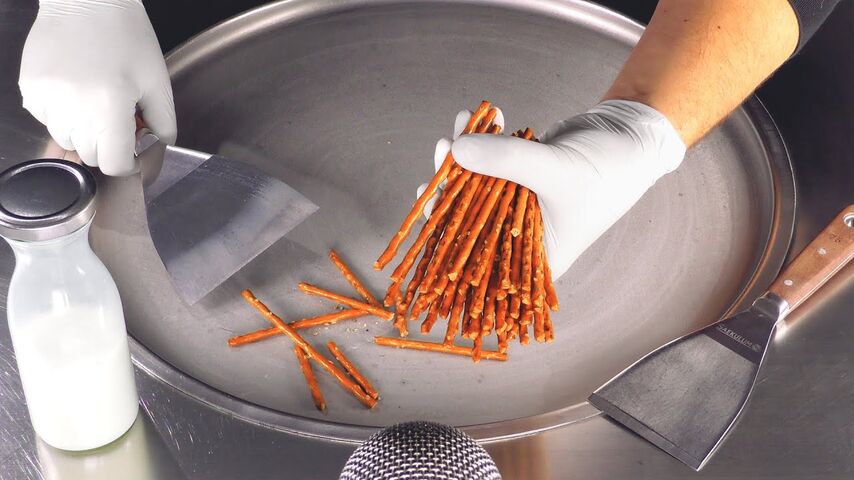 Asmr Salty Pretzel Sticks Ice Cream Rolls Crackling Crinkling