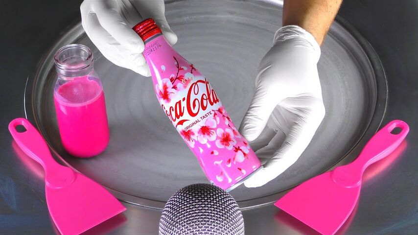 Asmr Pink Sakura Coca Cola Ice Cream Rolls Oddly Satisfying