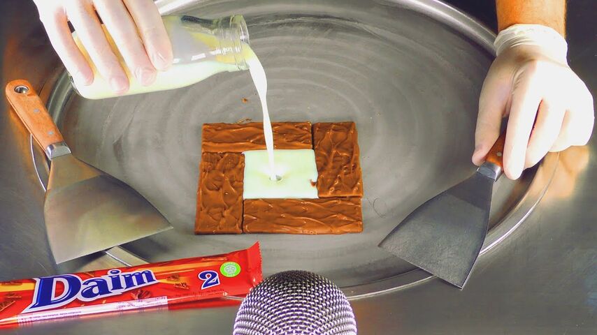 Asmr Daim Chocolate Caramel Bar Ice Cream Rolls Oddly Satisfying